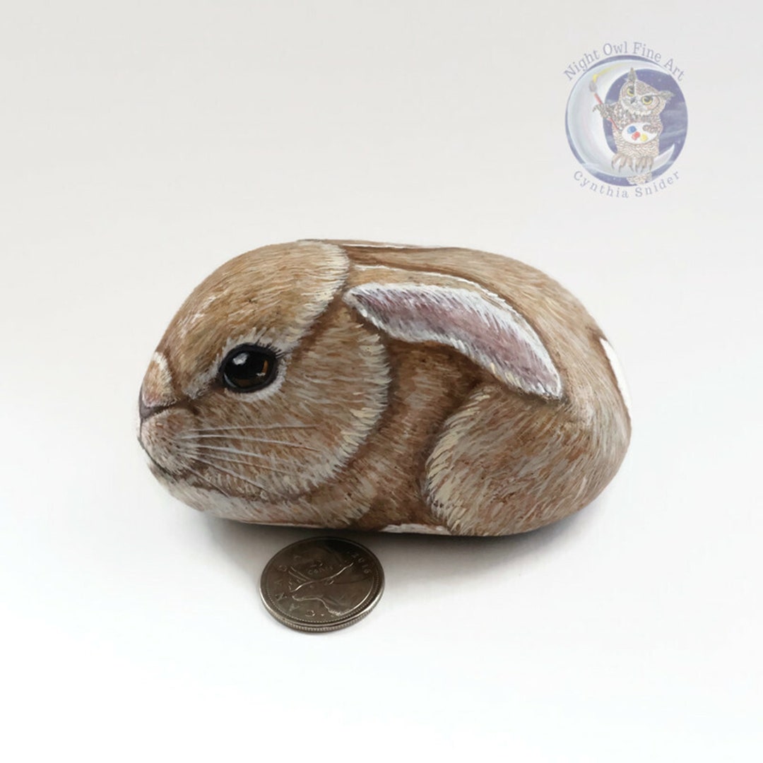 Rabbit Painted Rock, Brown Rabbit, Painted Stone, Brown Bunny Rock ...