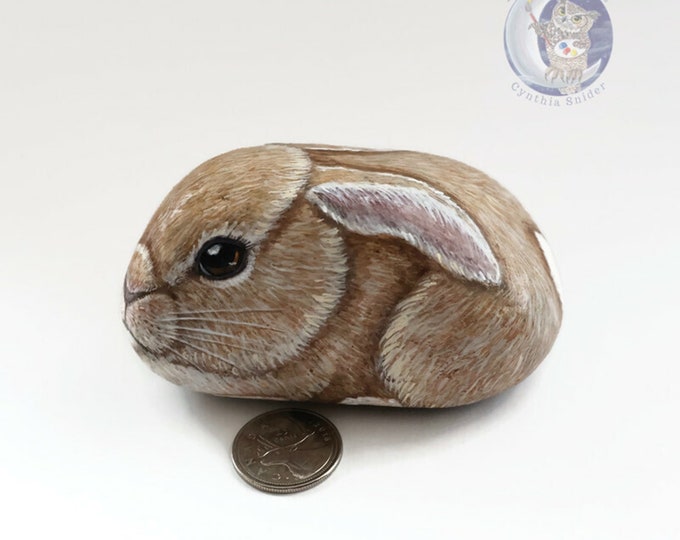 Rabbit Painted Rock, Brown Rabbit, Painted Stone, Brown Bunny Rock ...