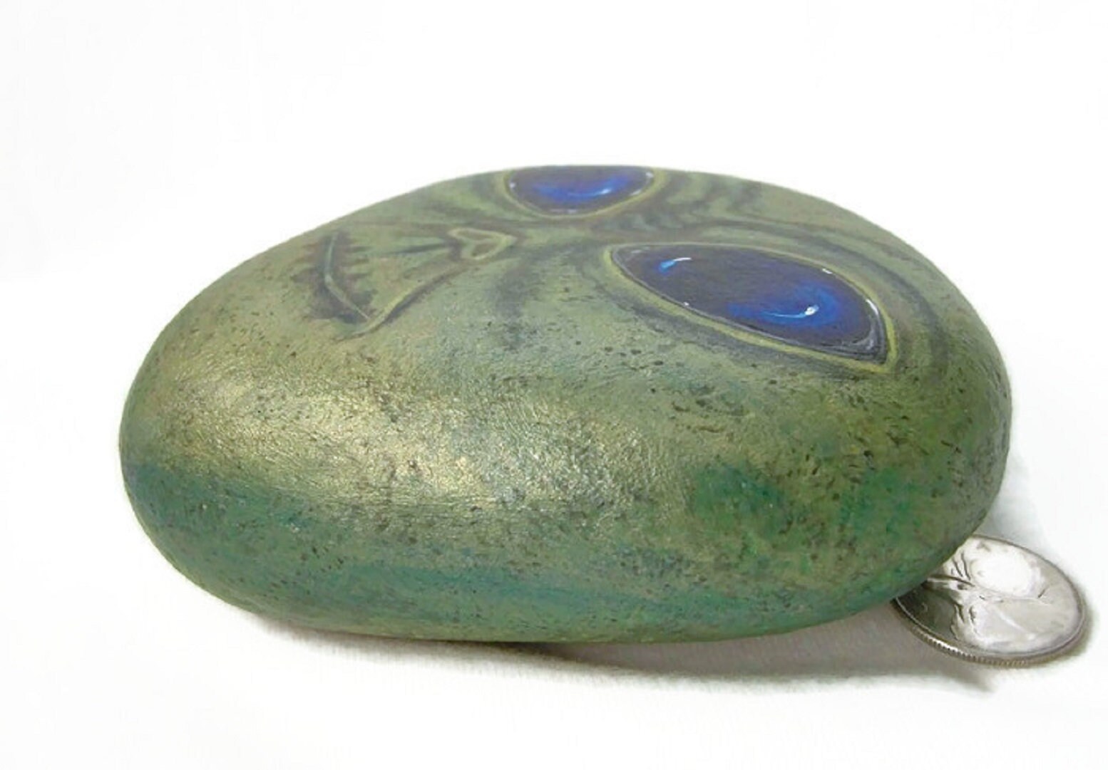 Alien painted stone space alien paper weight ufo being | Etsy