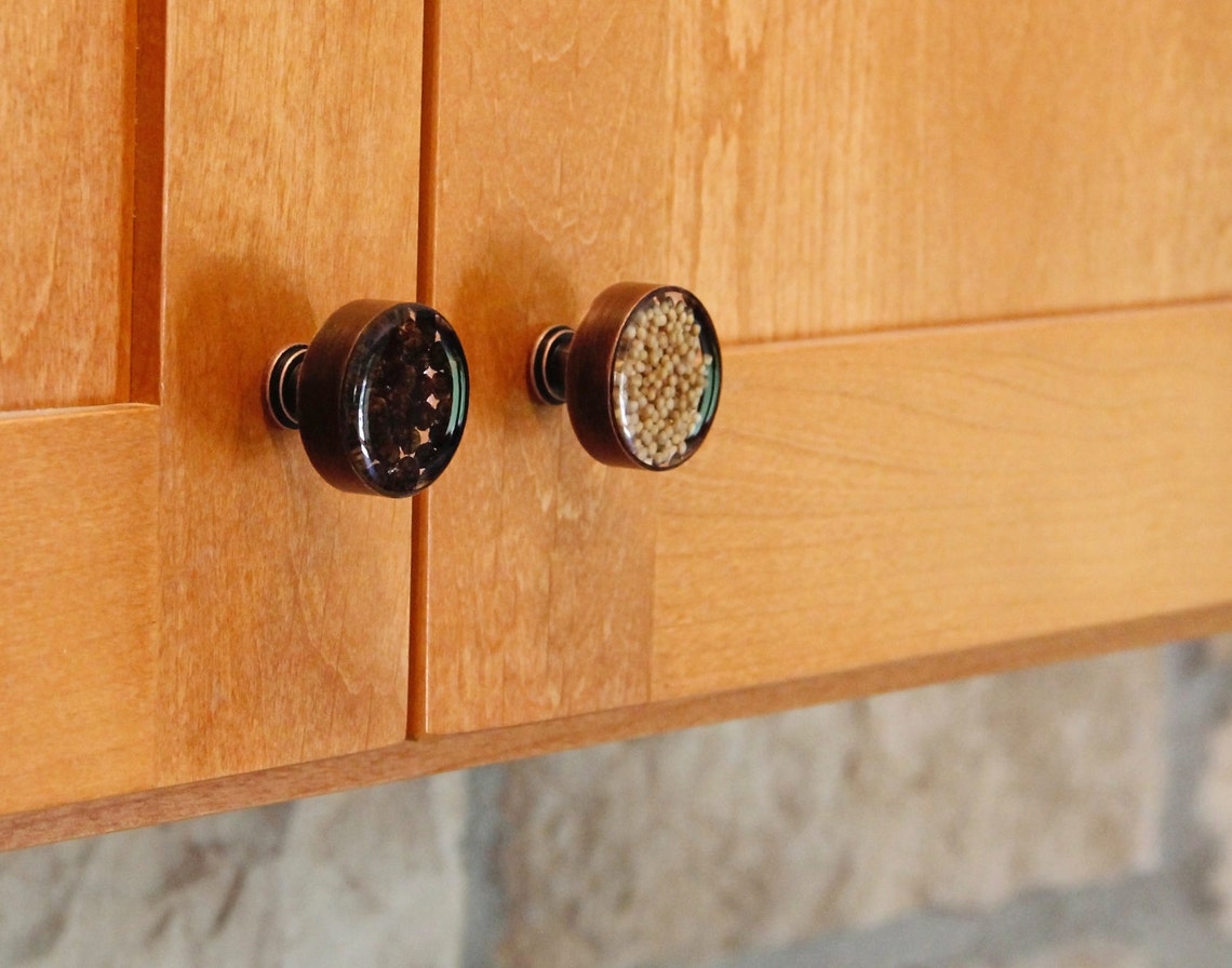Antique Copper Spice Resin Cabinet Knobs Farmhouse Boho - Etsy