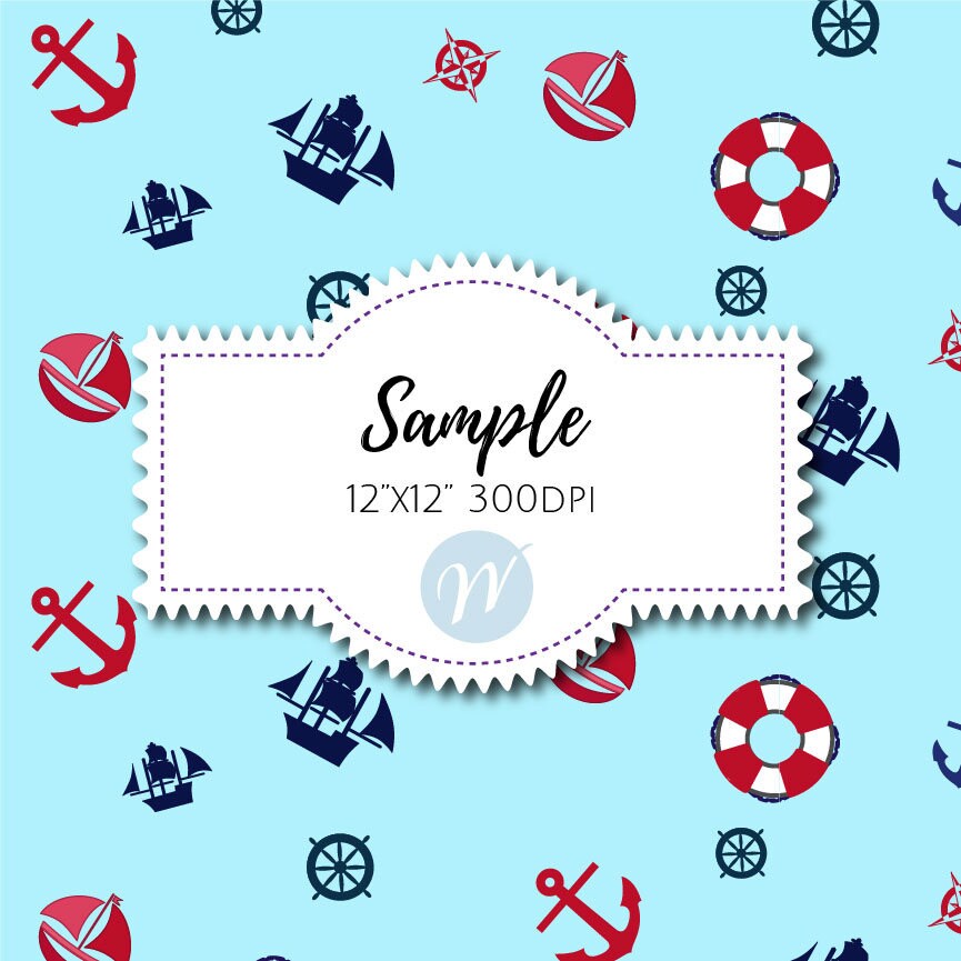 Navy Blue & Red NAUTICAL Digital Papers, Nautical Backgrounds, Nautical ...