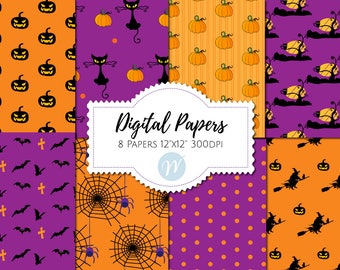 Halloween Digital Paper Halloween Digital Papers Scrapbook - Etsy