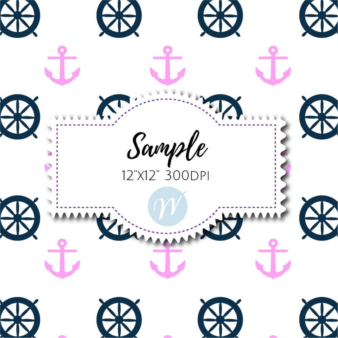Navy Blue & Pink NAUTICAL Digital Papers, Nautical Backgrounds ...