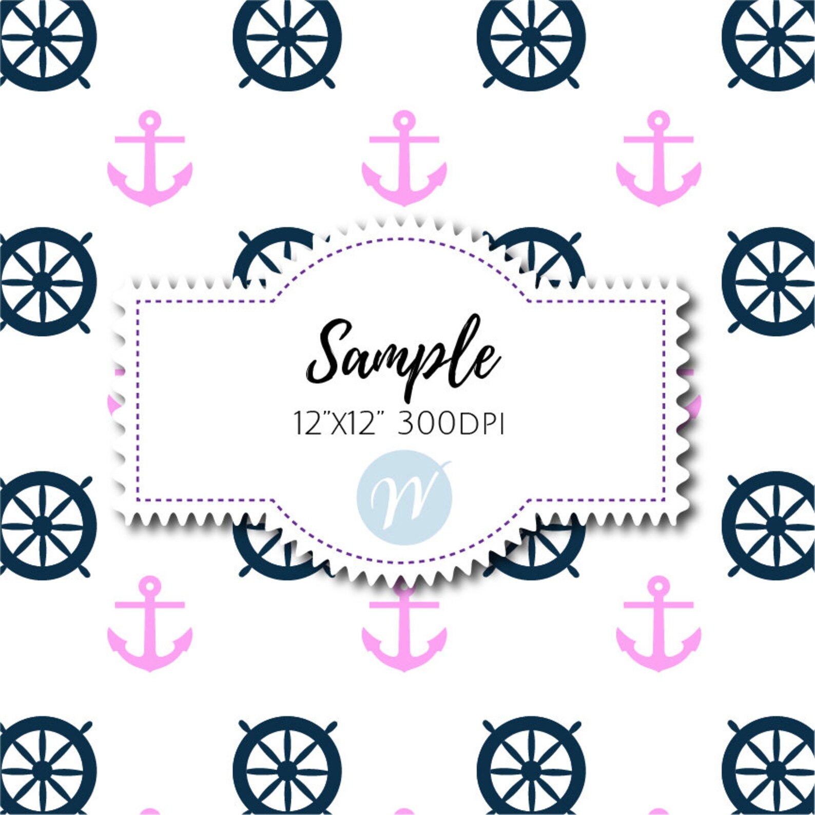 Navy Blue & Pink NAUTICAL Digital Papers, Nautical Backgrounds ...