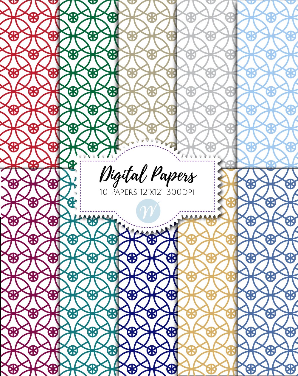 Circles Digital Paper Circles Background Pattern | Etsy