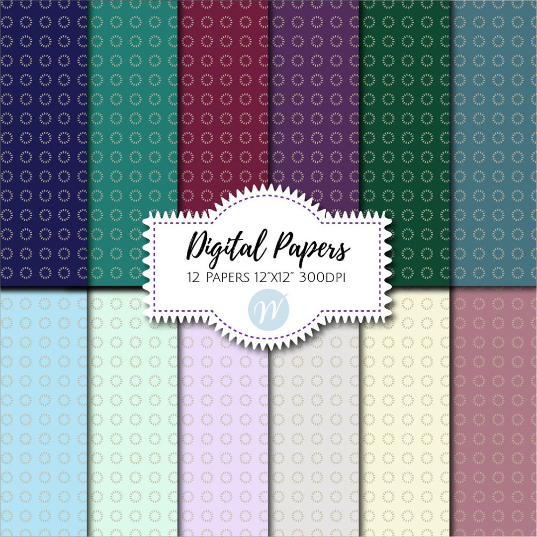 Dashed Circle Digital Papers, Circles, Cross Hatch, Scrapbooking Paper ...