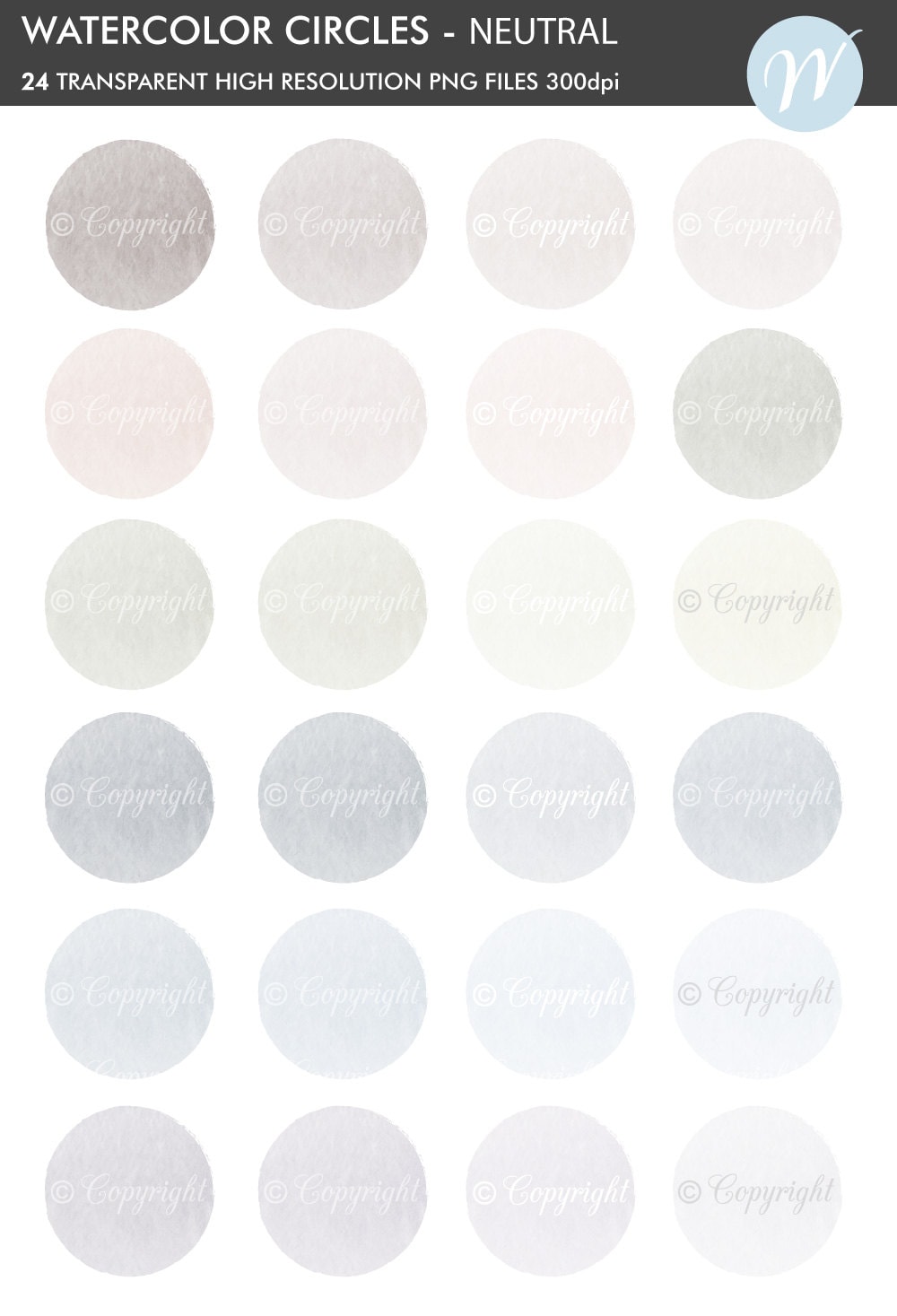 Neutral Watercolor Circles, Watercolor Backgrounds, Watercolour Circles ...