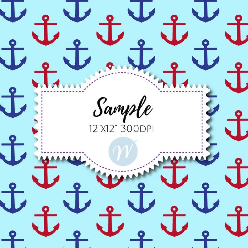 Navy Blue & Red NAUTICAL Digital Papers, Nautical Backgrounds, Nautical ...