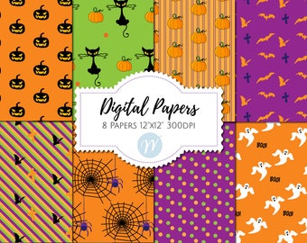 Halloween Digital Paper Halloween Digital Papers Scrapbook - Etsy