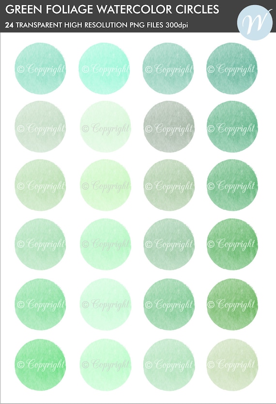 Green Watercolor Circles Watercolor Circles Watercolor - Etsy