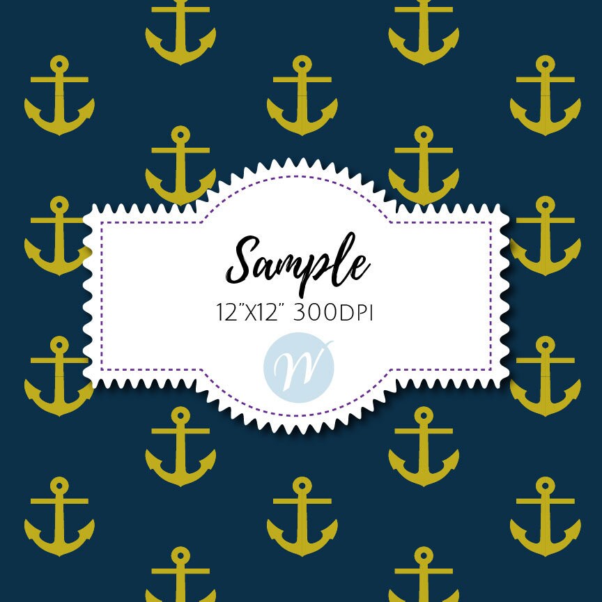 Navy Blue & Yellow NAUTICAL Digital Papers, Nautical Backgrounds ...