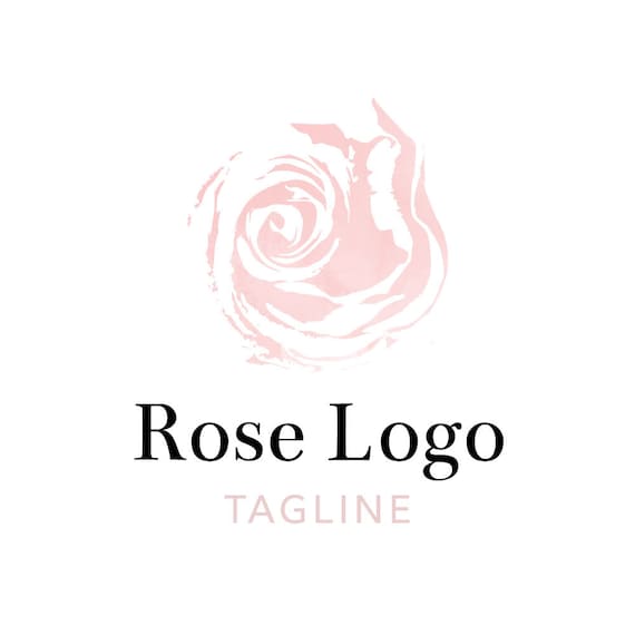 Rose Logo Watercolor Rose Flower Logo Florist Logo Pink | Etsy
