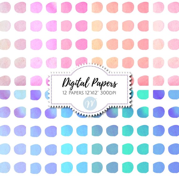 Watercolor Circles Digital Paper Watercolor Backgrounds Dots - Etsy