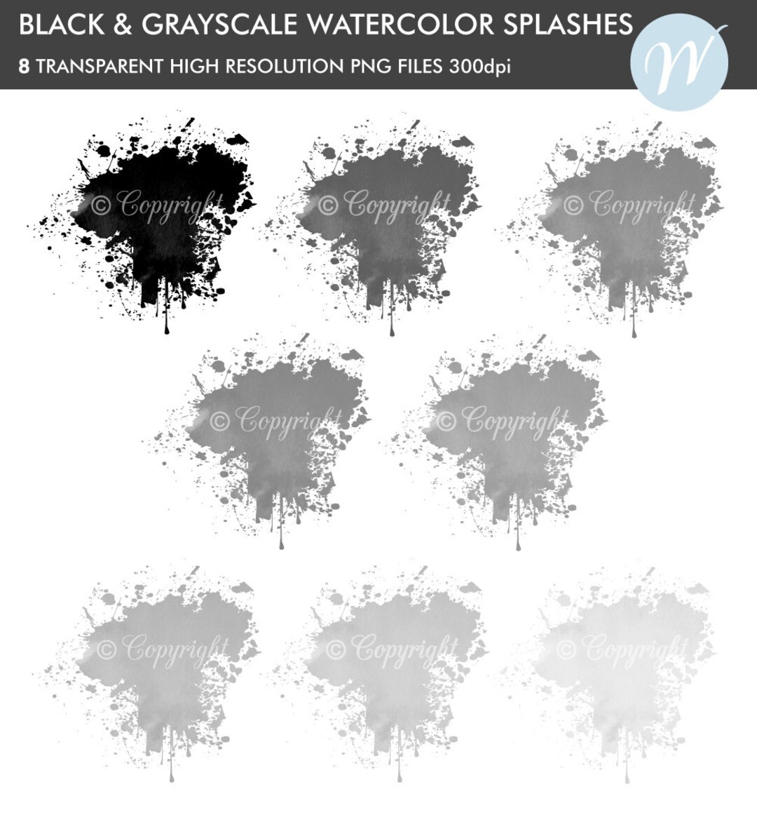 Watercolor Splashes Gray, Paint Splatters Black, Watercolor Backgrounds ...