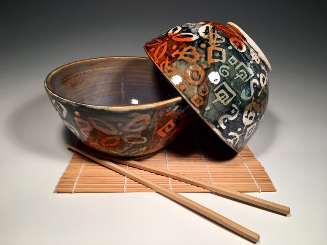 Batik Style Udon Bowl, With a Antique Blue Interior . - Etsy