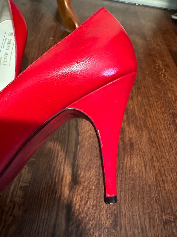 1980’s Red Leather Peep Toe Pumps - Gem