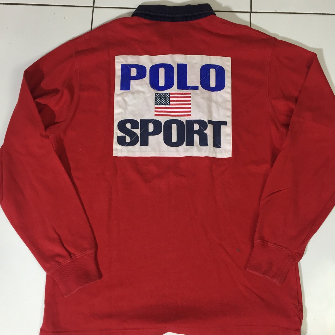 Vintage Polo Sport Big Logo USA Flag Polo Ralph Lauren Rugby - Etsy