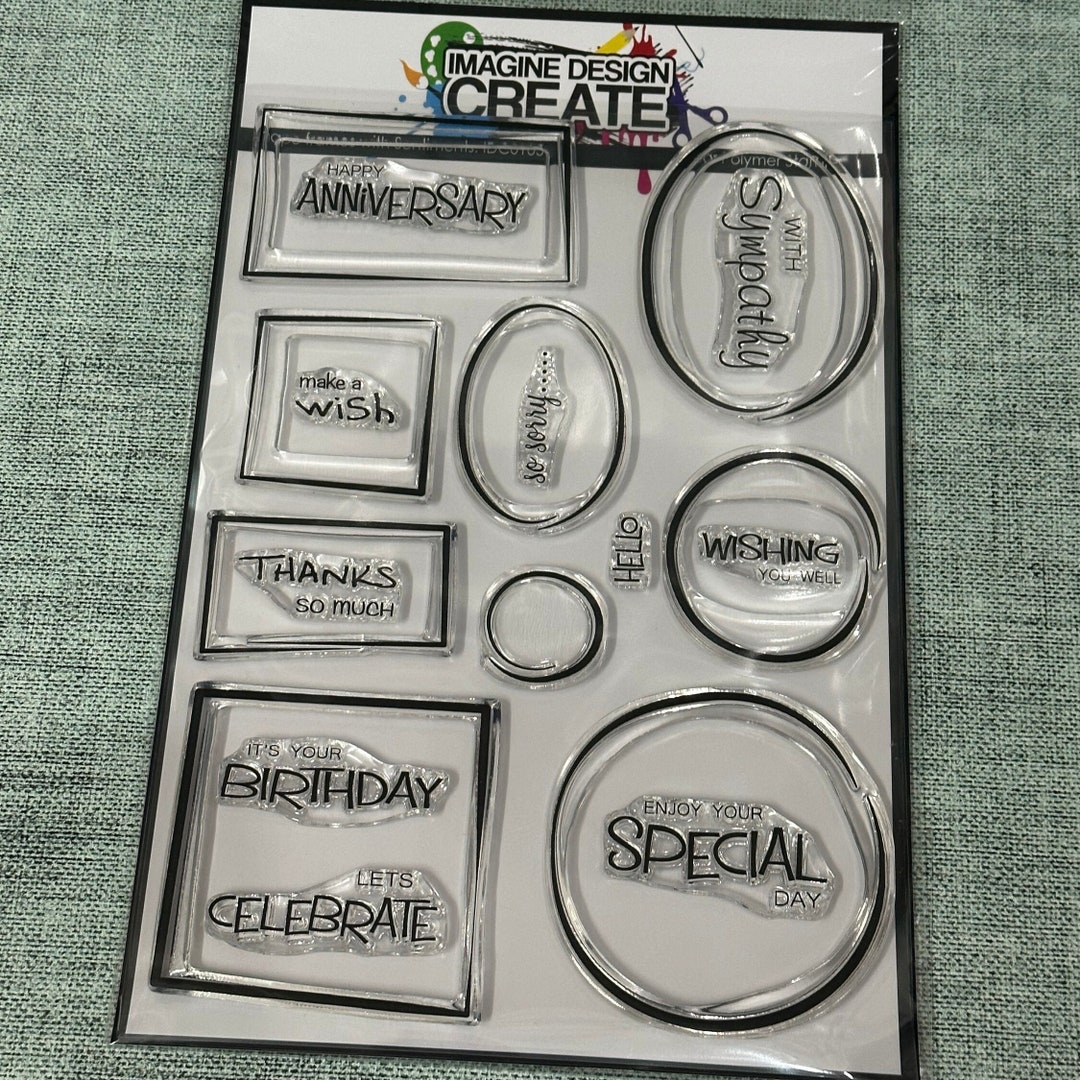 Shape Frames and Sentiments A5 Stamp Set by Imagine Design Create Make ...