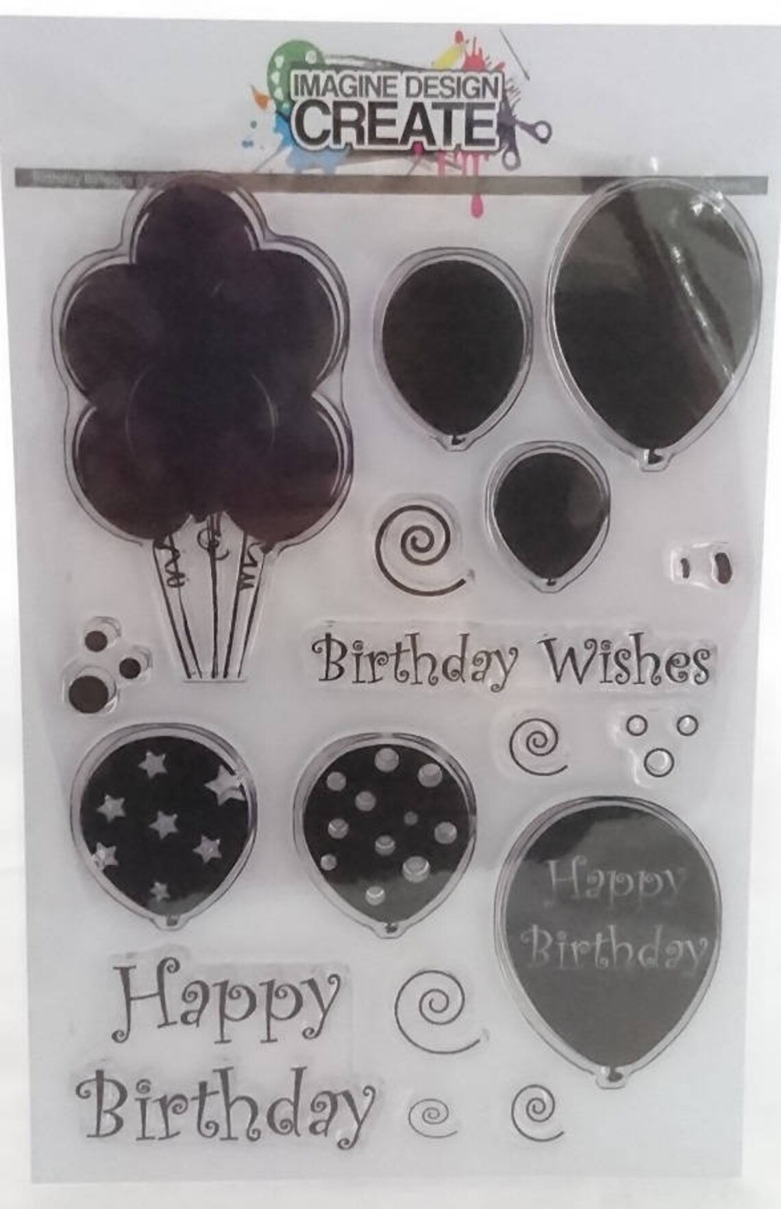 Birthday Balloons A5 Stamp Set by Imagine Design Create for Card Making ...