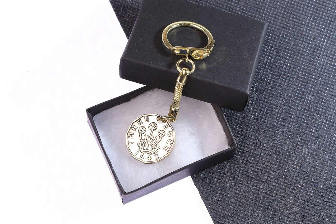 80th Birthday Gift 1944 Brass Threepence Keyring Perfect for Birthday ...