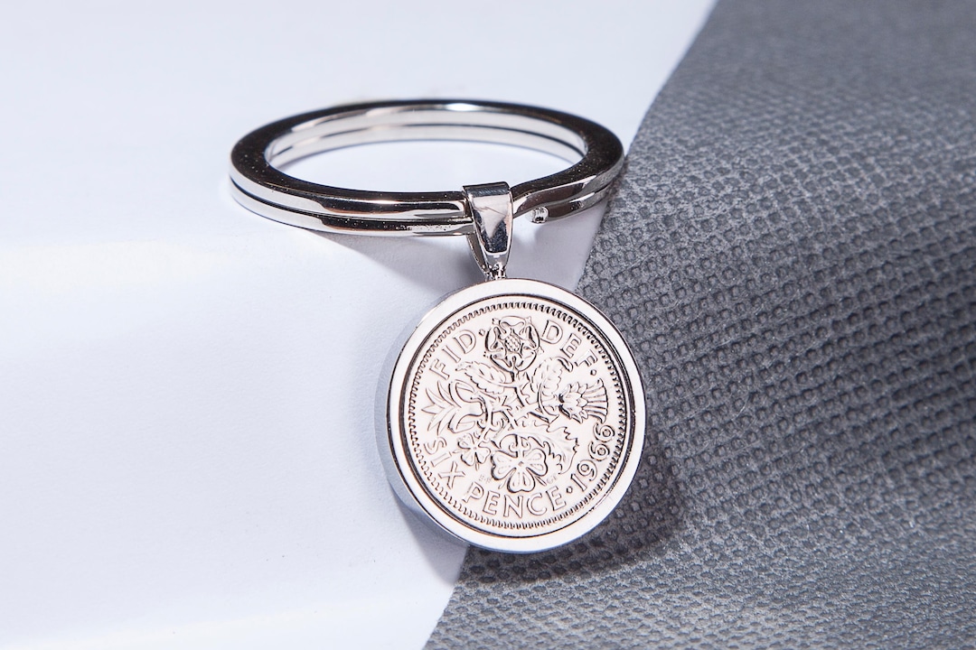 60th Birthday Gift 1966 Lucky Sixpence Coin Keyring - Choose Your Box ...