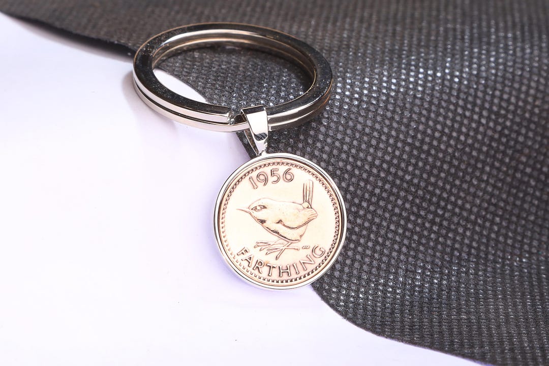 70th Birthday Gift Farthing Keyring 1956 - Wren Design-choose Your ...