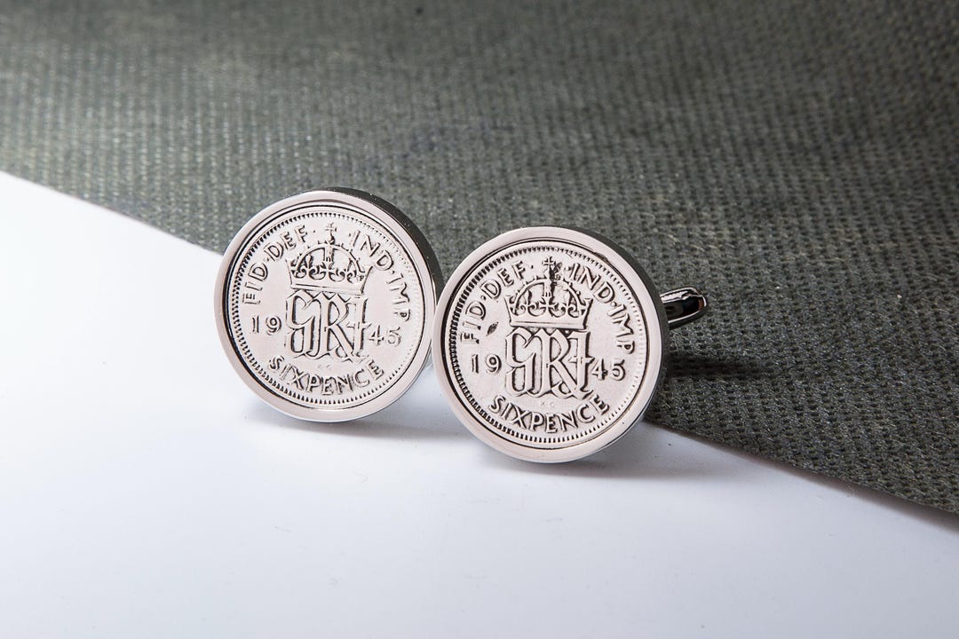 1945 80th Birthday Lucky Sixpence Coin Cufflinks - Gift/anniversary ...