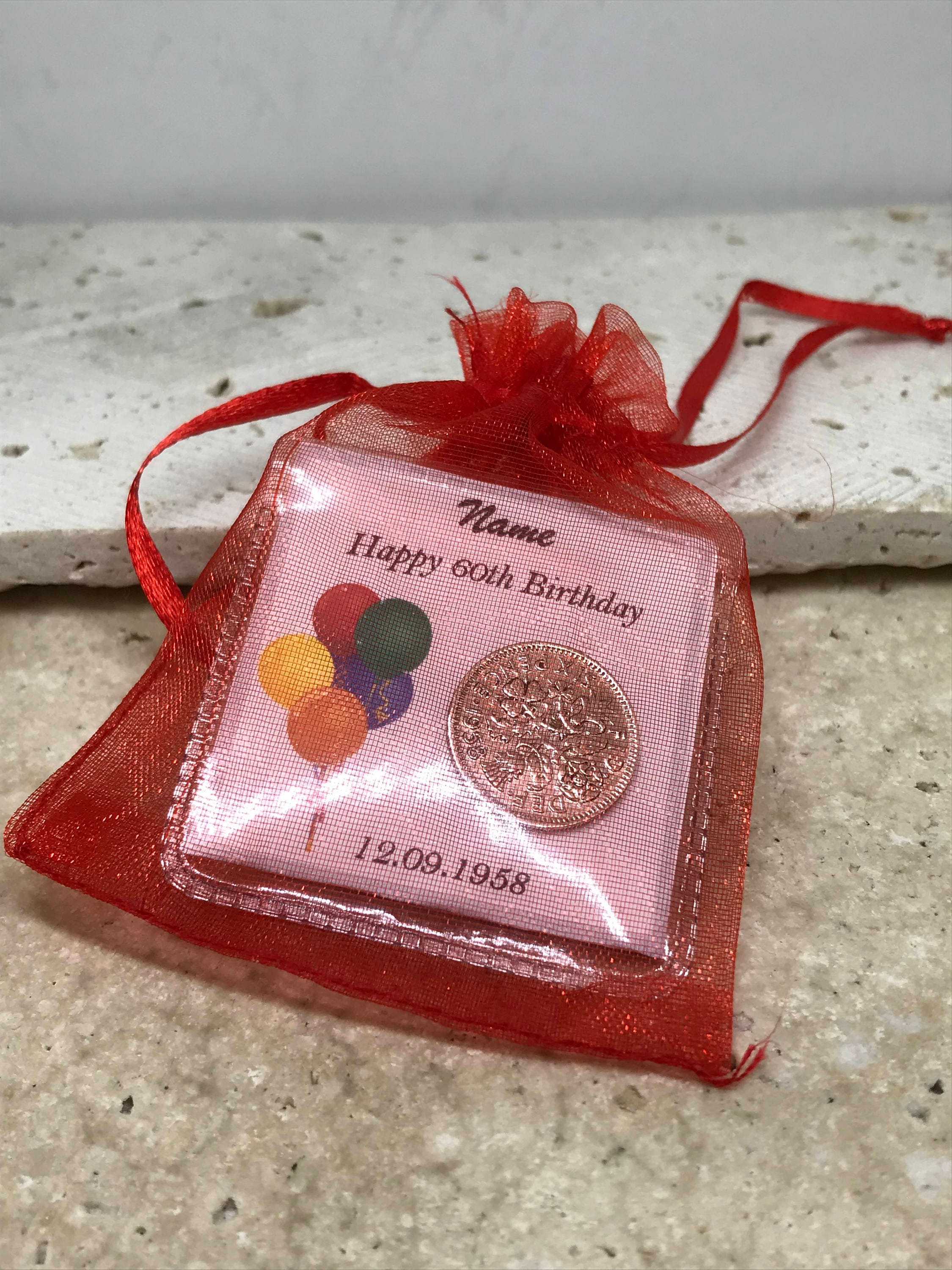 Personalised lucky sixpence 60th birthday token gift | Etsy