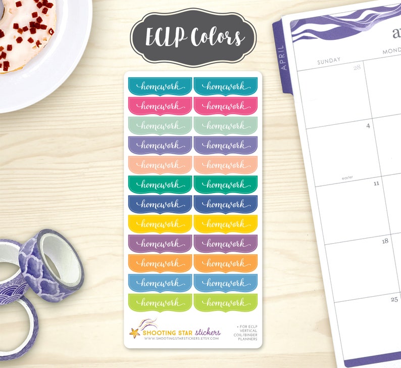 24 Homework Planner headers student reminder sticker fits | Etsy
