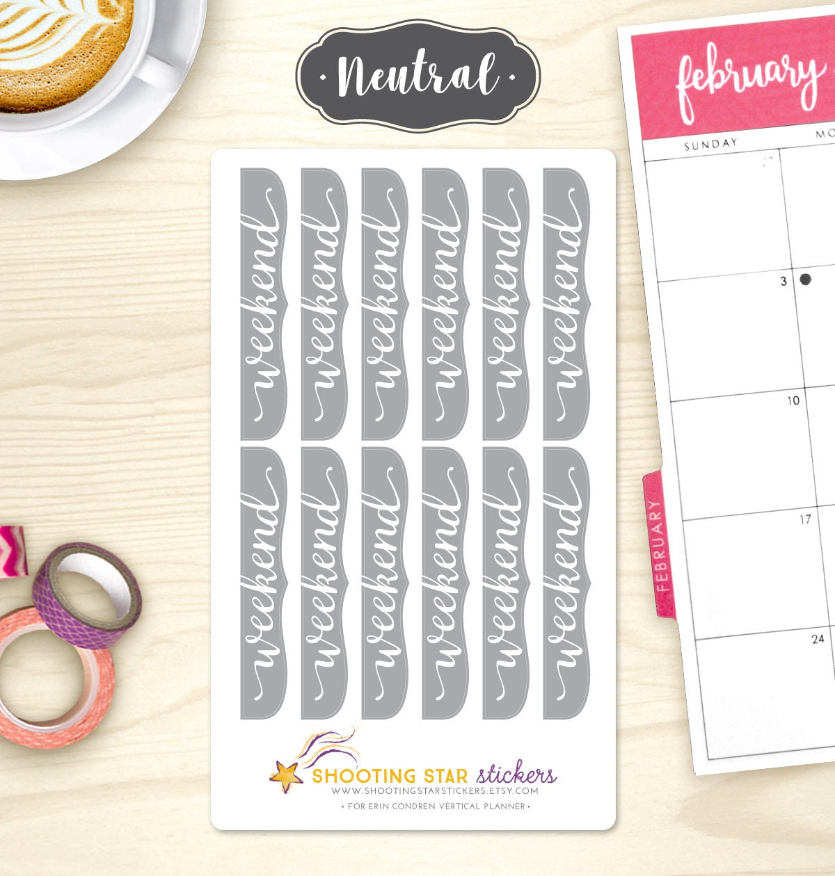 12 Weekend Header Stickers colorful bracket planner stickers | Etsy