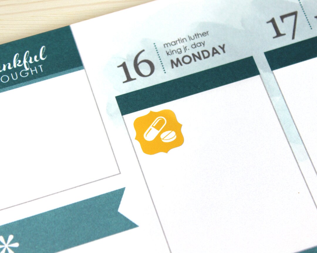 48 Pill Medication Planner Stickers, Prescription Refill Tracking, RX ...