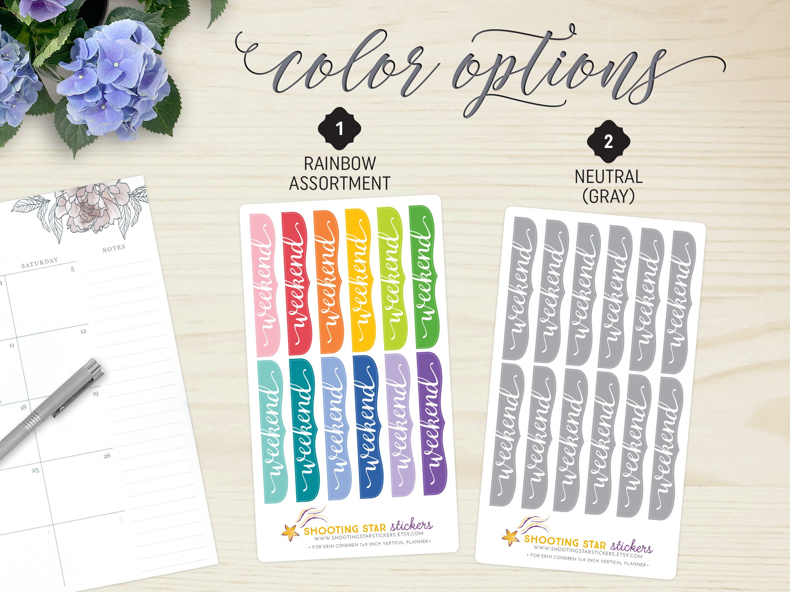 12 Weekend Header Stickers Colorful Bracket Planner Stickers - Etsy