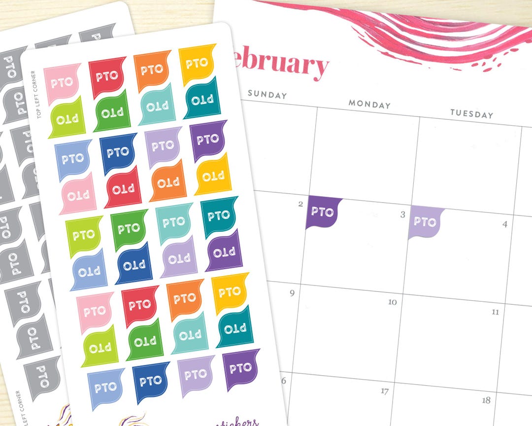 36 PTO Corner Planner Stickers - Any Corner, 2025-2026 ECLP Colors ...