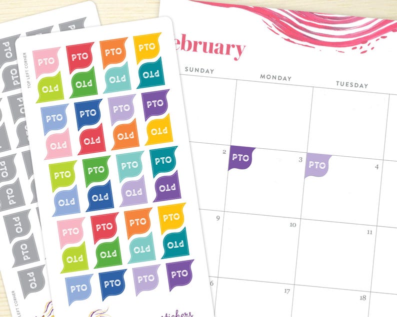 36 PTO Corner Planner Stickers - Any Corner, 2025-2026 ECLP Colors ...