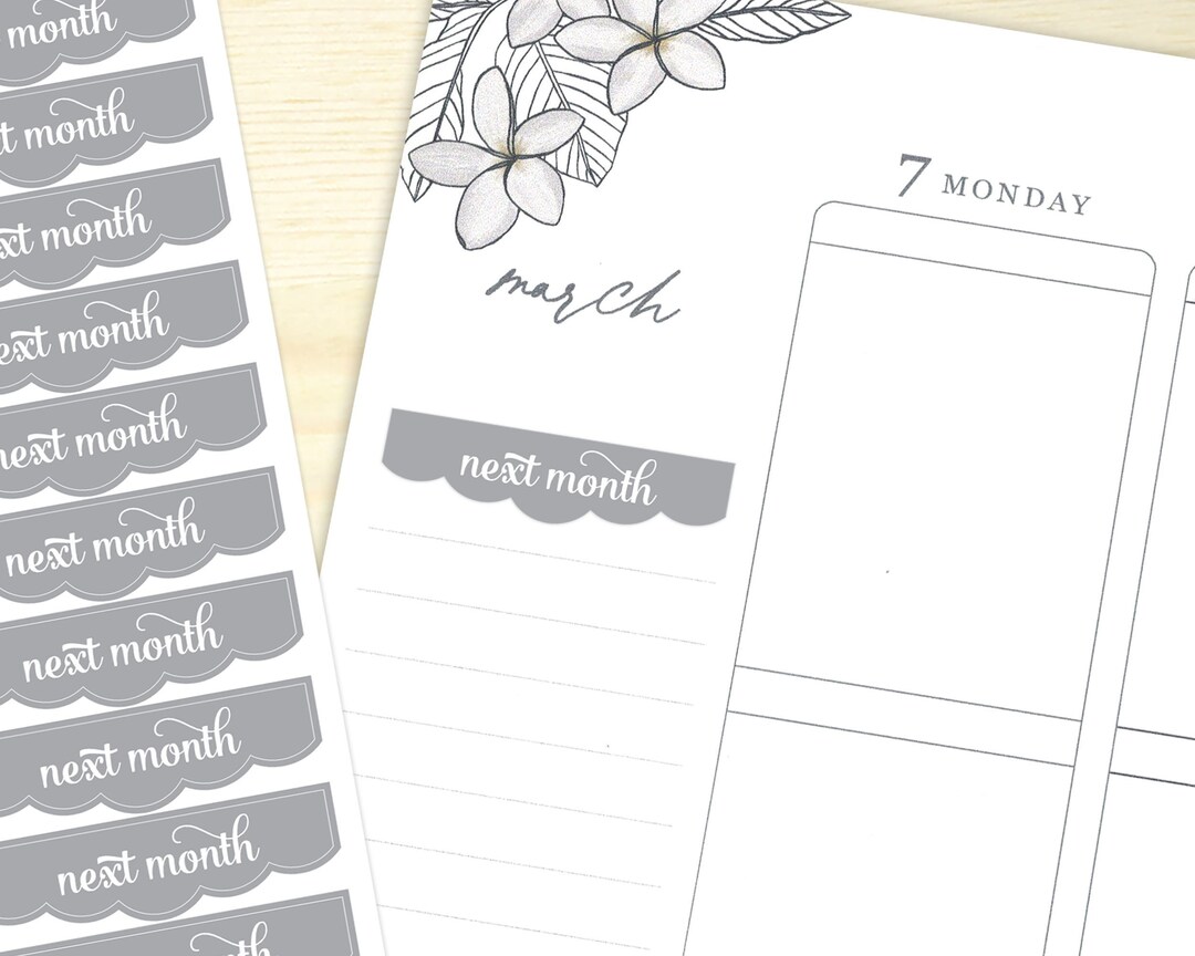 24 Next Month Planner Stickers, Scalloped Headers, Functional, 2026 ...