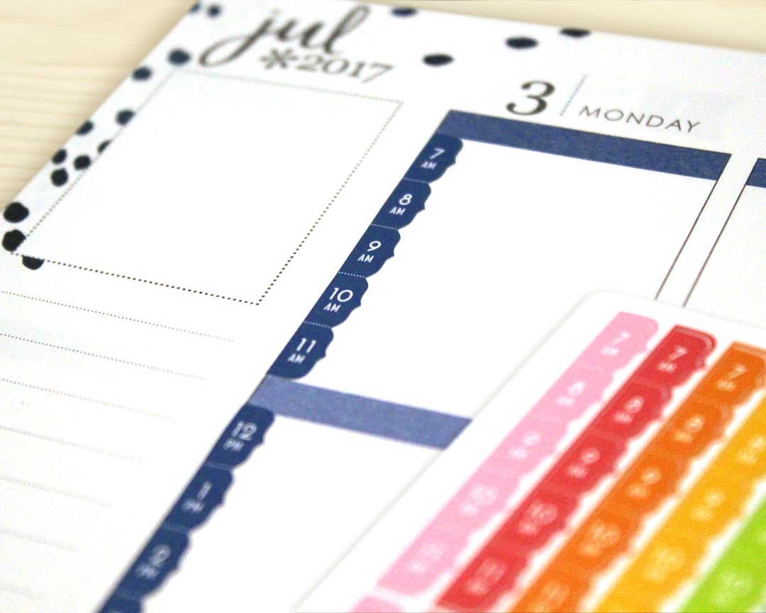 Hourly Time Strips, 7 Am to 9 Pm, Time of Day Stickers for EC 7x9 - Etsy