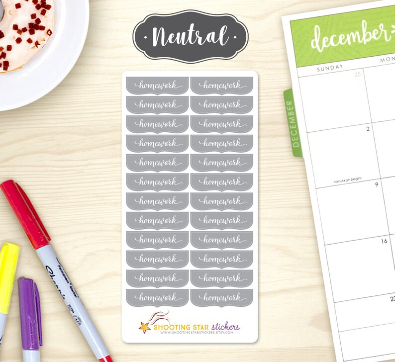 24 Homework Planner headers student reminder sticker fits | Etsy