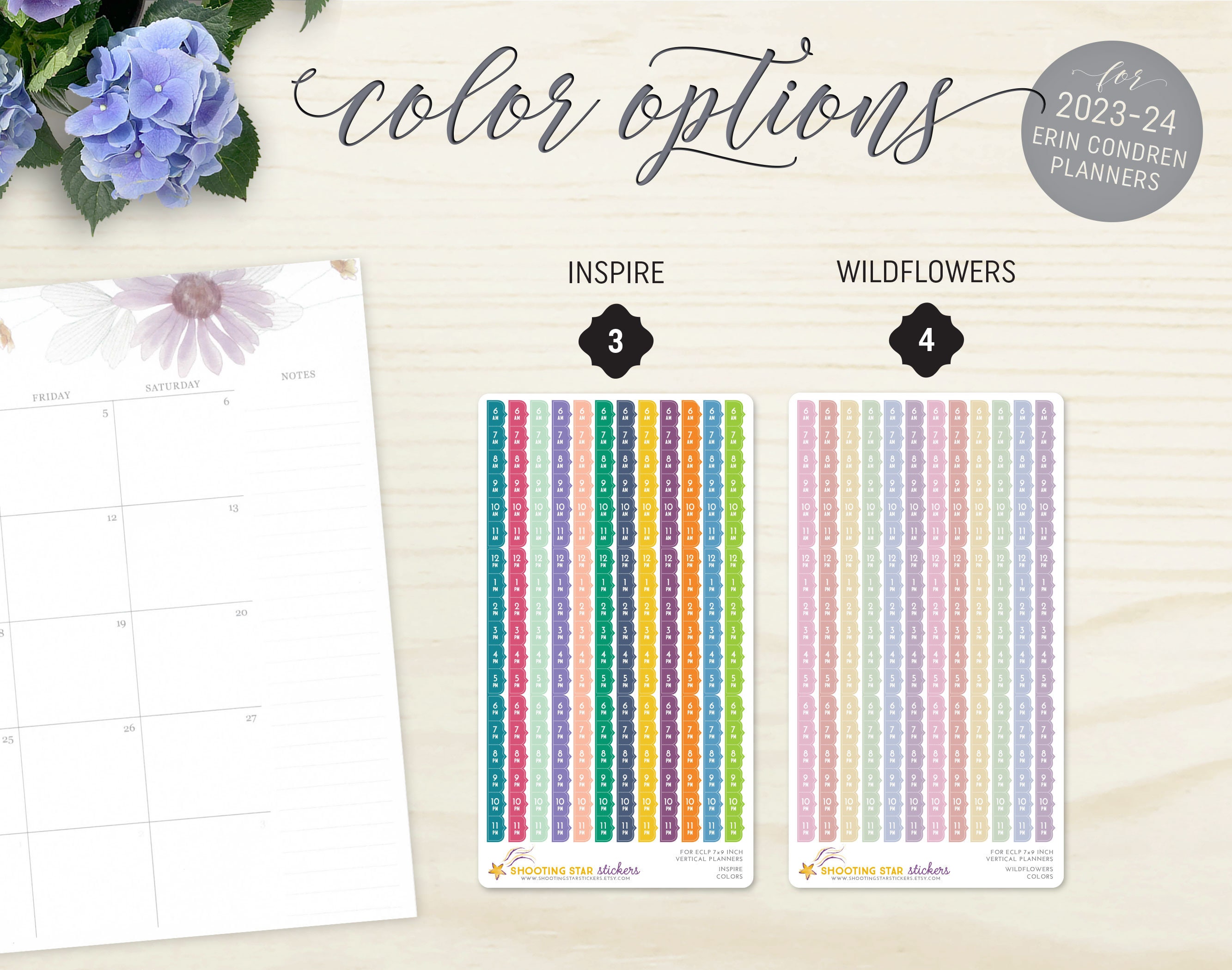 Hourly Time Strips 6am to 11pm Time of Day Stickers for 7x9 - Etsy