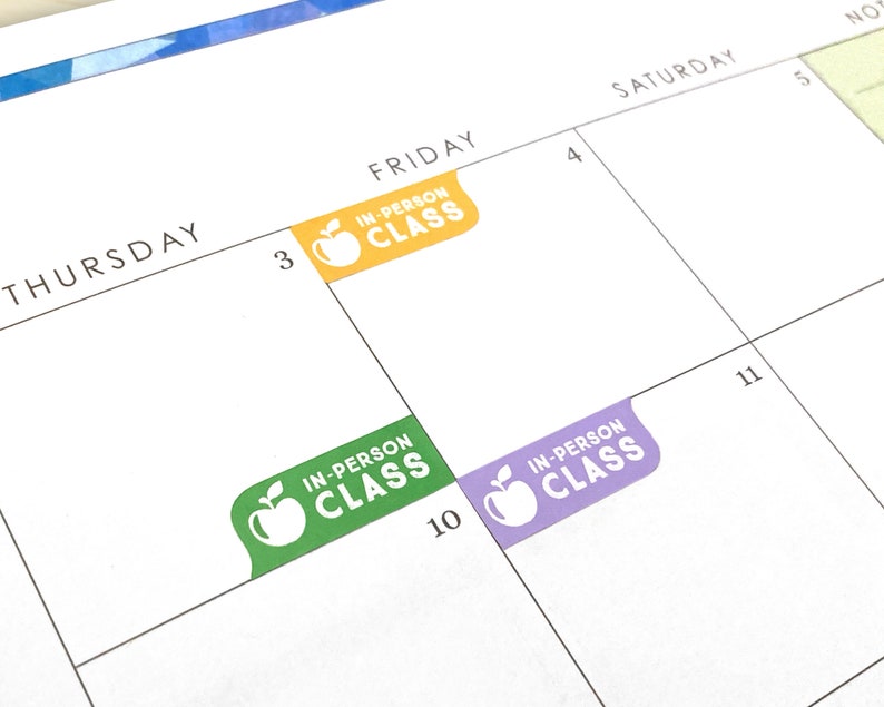 36 In-person Class Corner Planner Stickers - Any Corner, Hybrid School ...