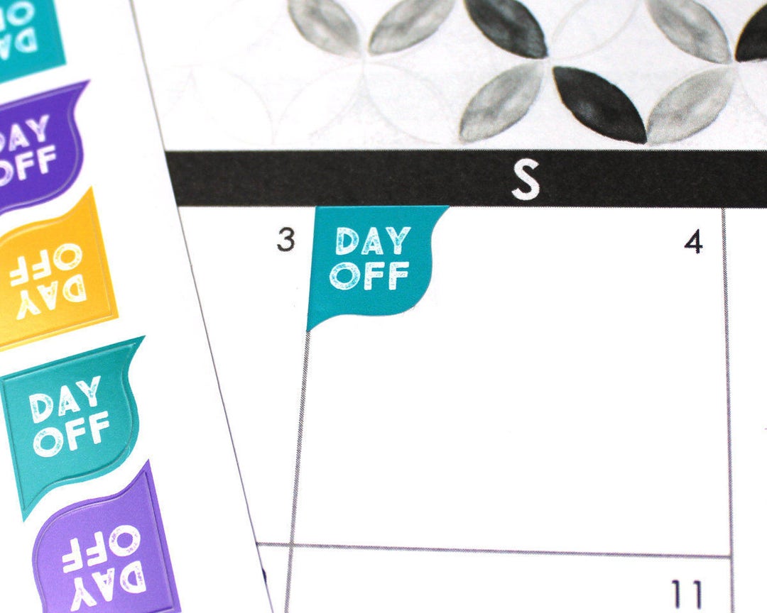 36 Day off Corner Planner Stickers, Work School Vacation Tracker, Any ...