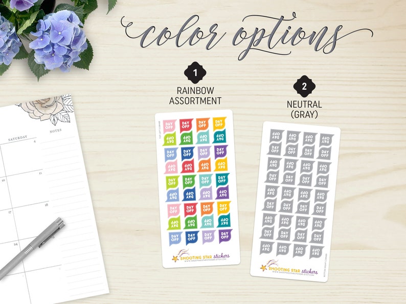 36 Day off Corner Planner Stickers, Work School Vacation Tracker, Any ...