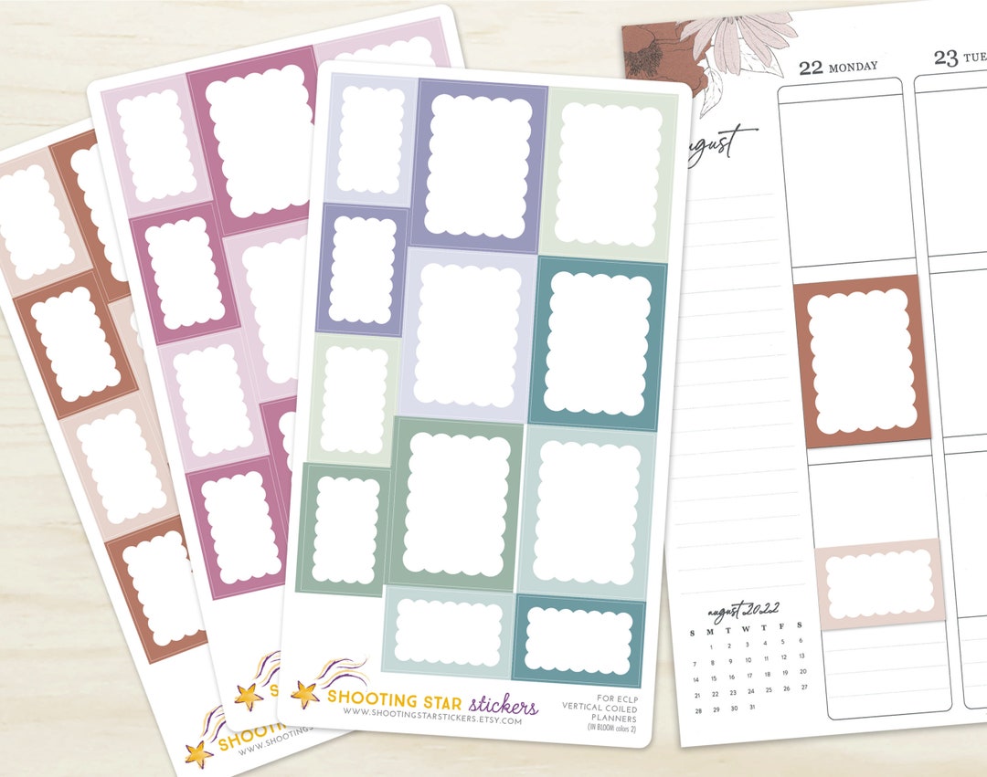 Planner Boxes Sticker Set for ECLP Vertical 7x9 2022 in Bloom Colors ...
