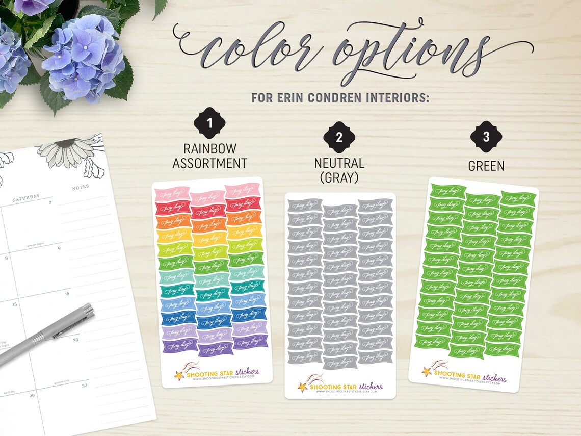 36 Pay Day Mini Banner Stickers Pay Check Reminder Planner - Etsy