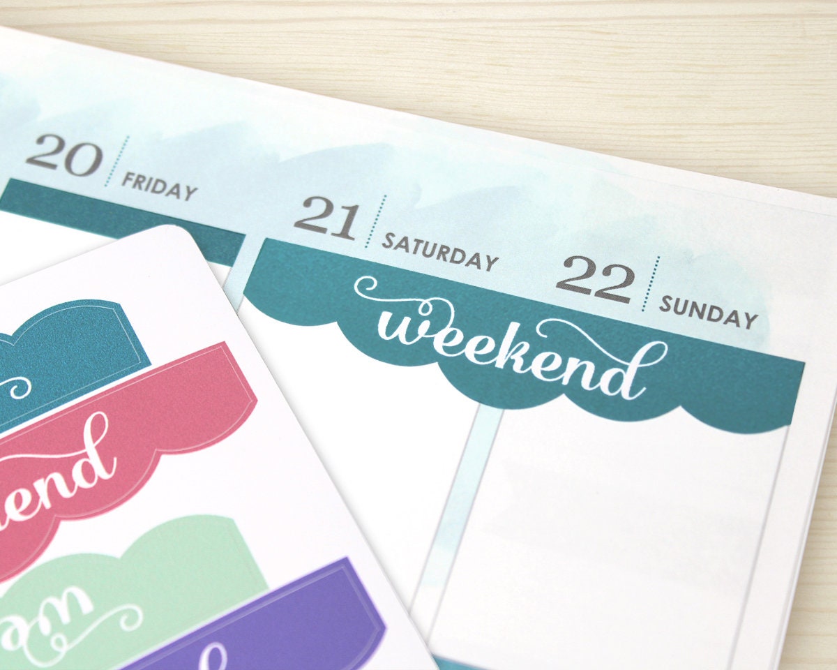 12 Weekend Header Stickers Scalloped Weekend Banner Planner | Etsy