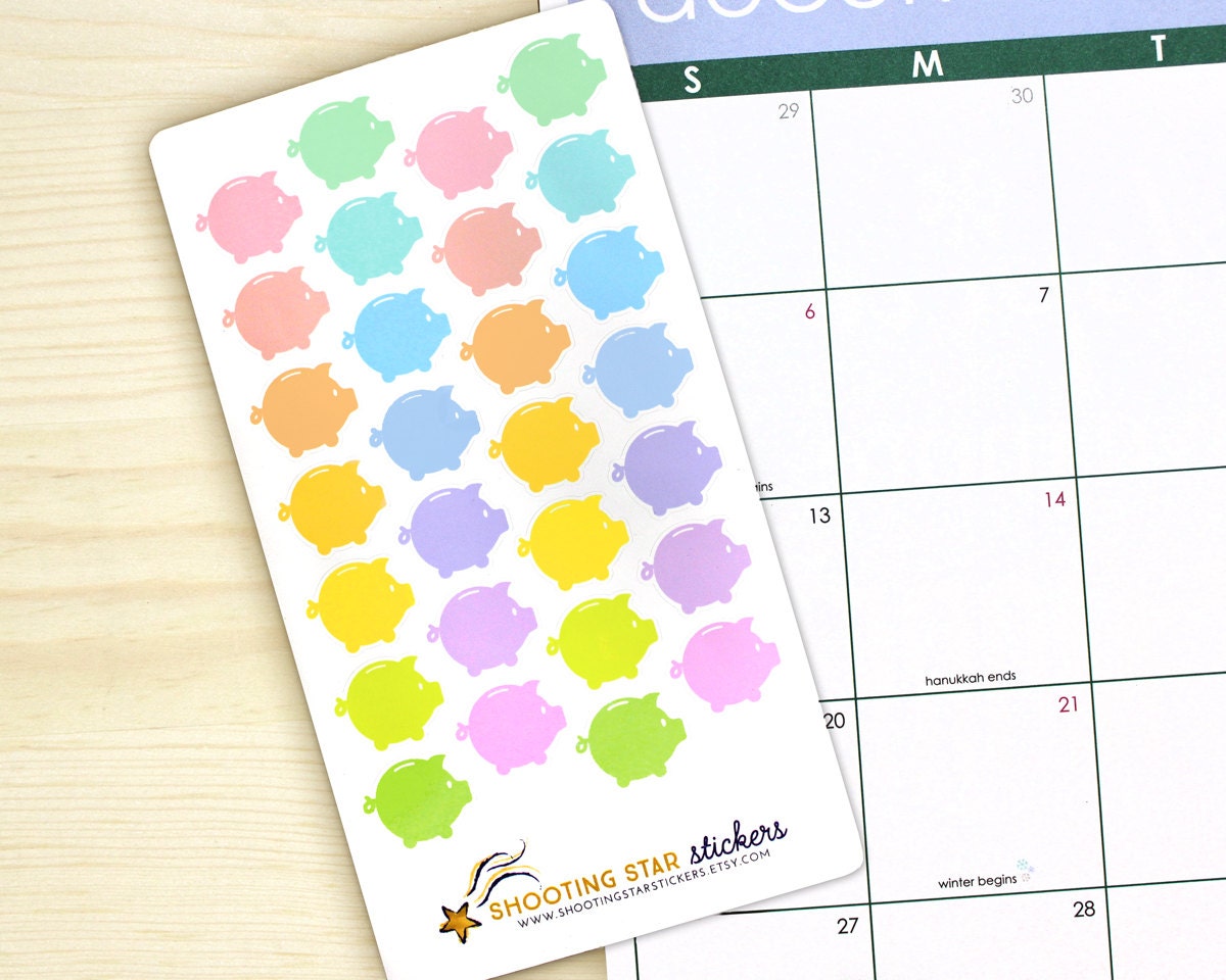 Piggy Bank Stickers 28 pastel savings allowance tracking | Etsy