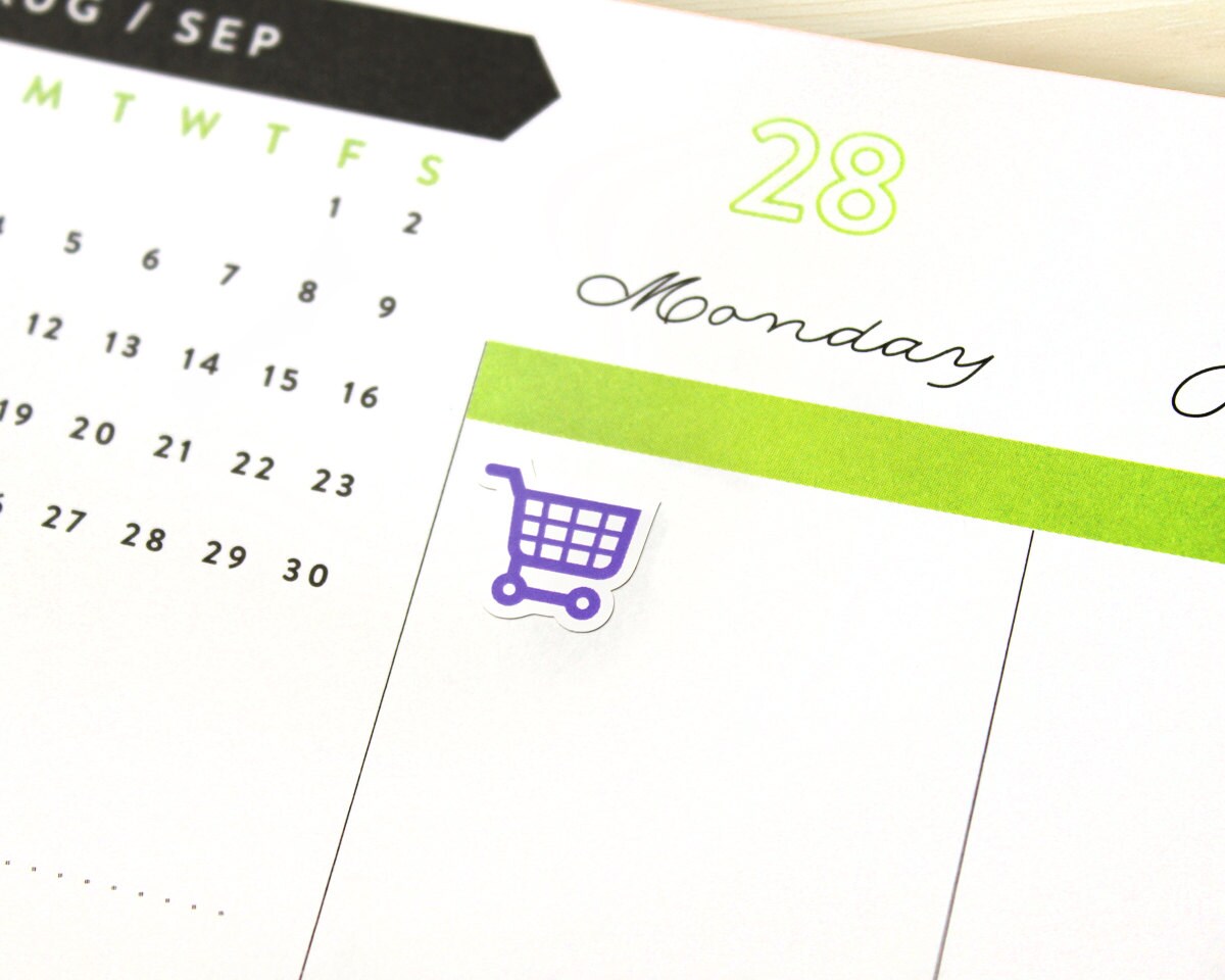 48 Shopping Cart Planner Mini Stickers - Grocery Reminder Icons ...