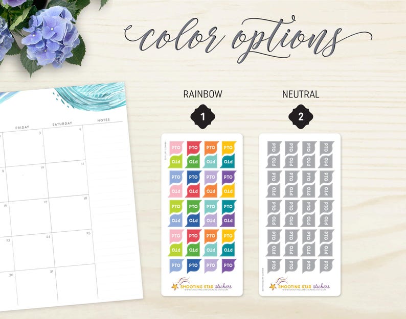 36 PTO Corner Planner Stickers - Any Corner, 2025-2026 ECLP Colors ...
