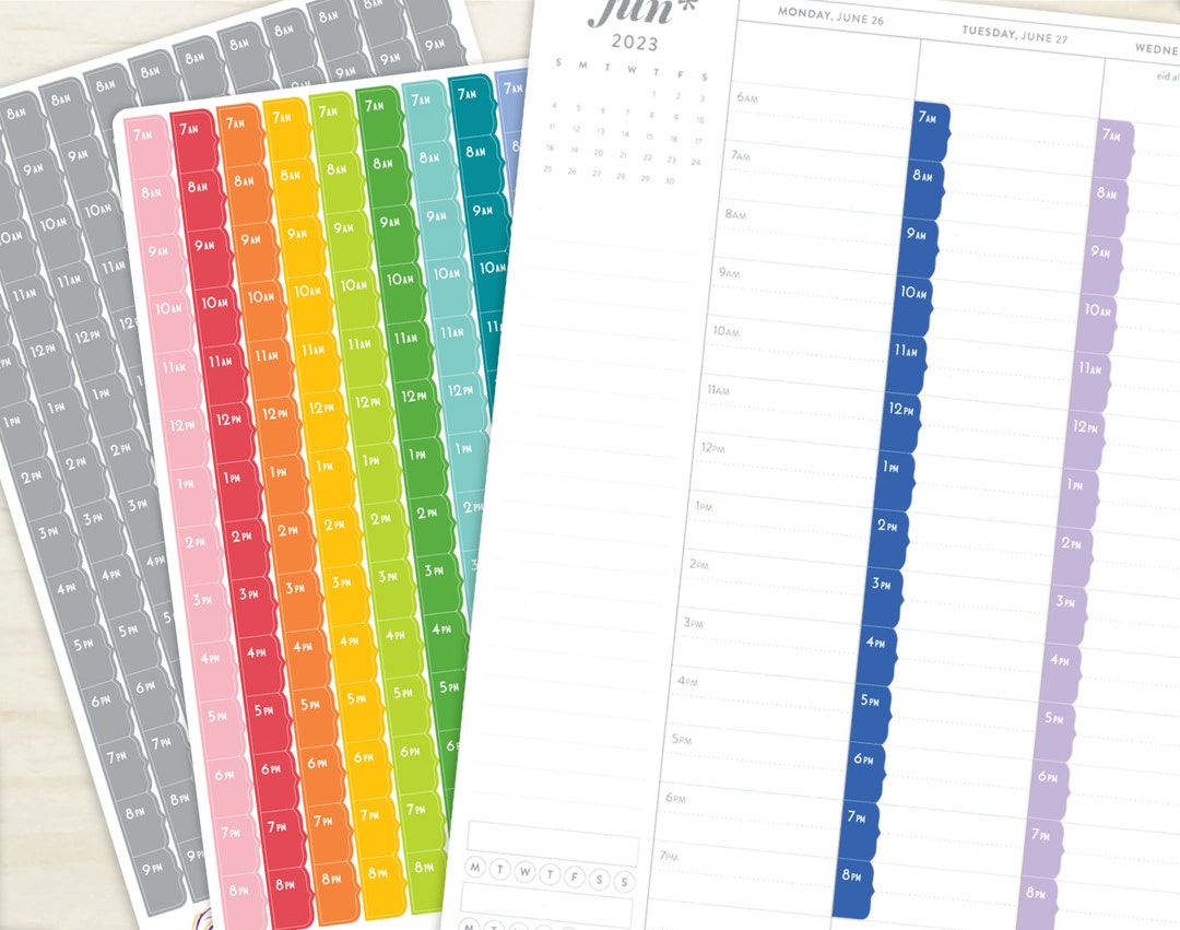 Time Strips for Erin Condren 7x9 Hourly Planners - 2025-2026 EC Colors ...