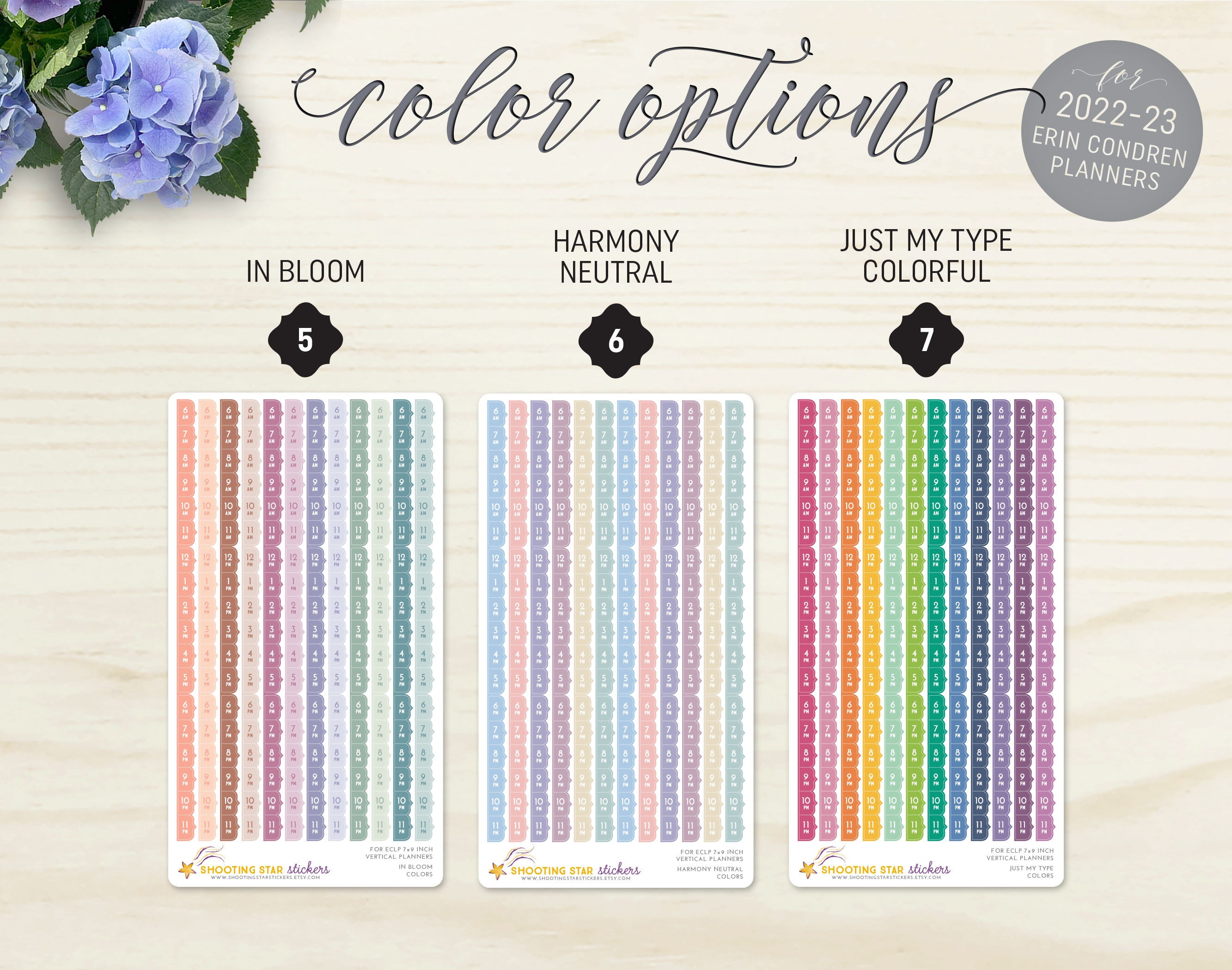 Hourly Time Strips 6am to 11pm Time of Day Stickers for 7x9 - Etsy