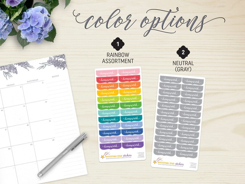 24 Homework Planner Headers Student Reminder Sticker Fits - Etsy